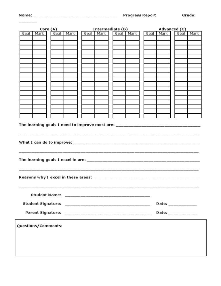 SBG Progress Report | PDF | Career & Growth