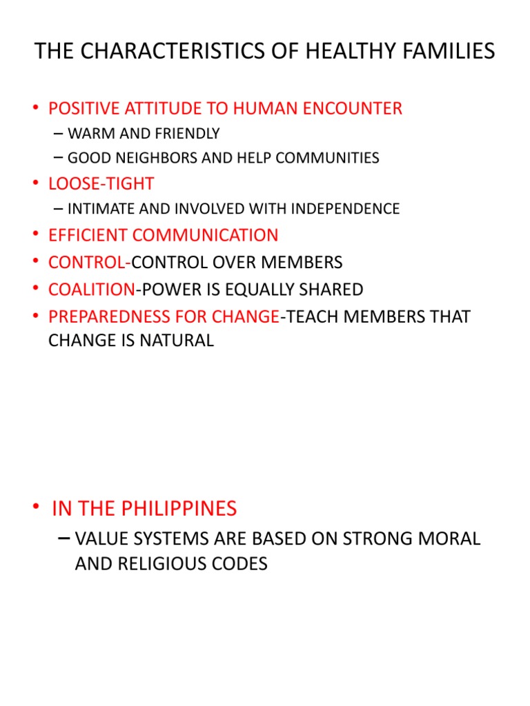 The Characteristics of Healthy Families: - Positive Attitude To Human ...