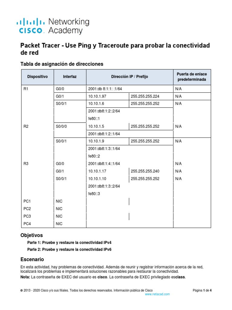 13.2.7 Packet Tracer Use Ping and Traceroute To Test Network ...