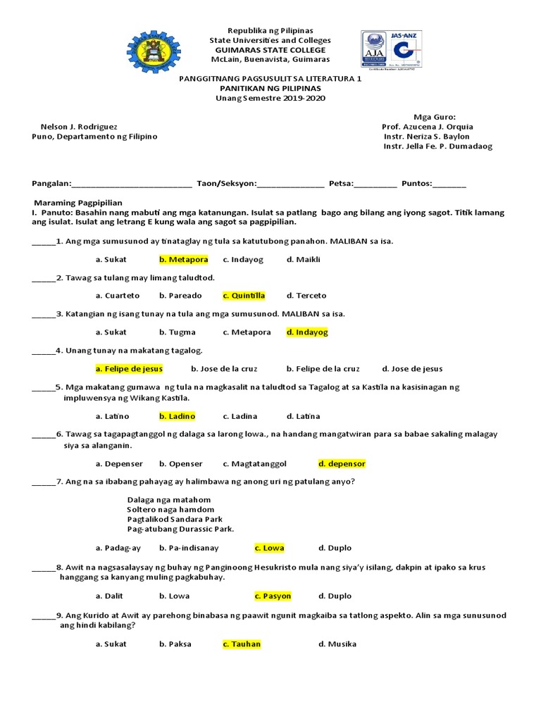 Midterm Panitikan | PDF