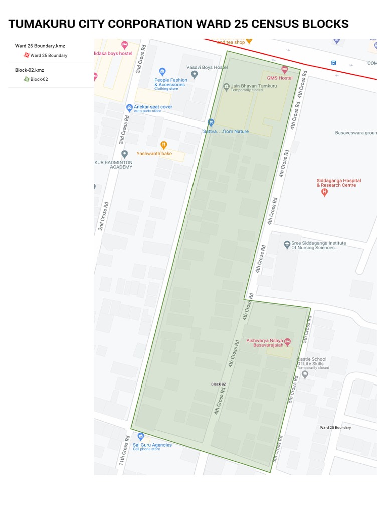 Tumakuru City Corporation Ward 25 Census Blocks | PDF