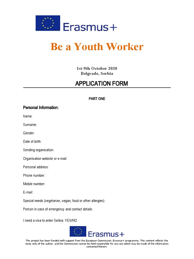 Be A Youth Worker: Application Form | PDF | Business | Wellness