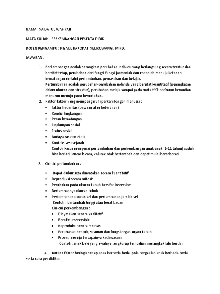 Nama - Saidatul Wafiyah PPD | PDF