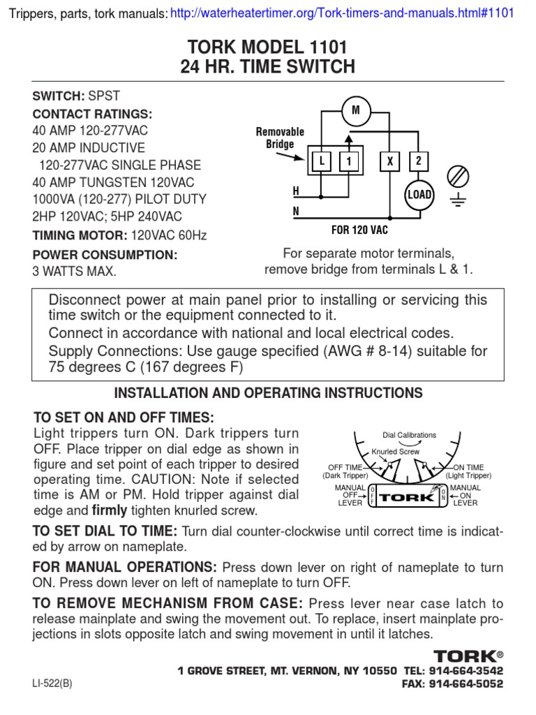 Tork 1101 Manual | PDF | Switch | Electrical Components