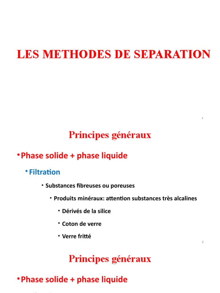 Les Méthodes de Séparation | PDF | Solvant | Filtration