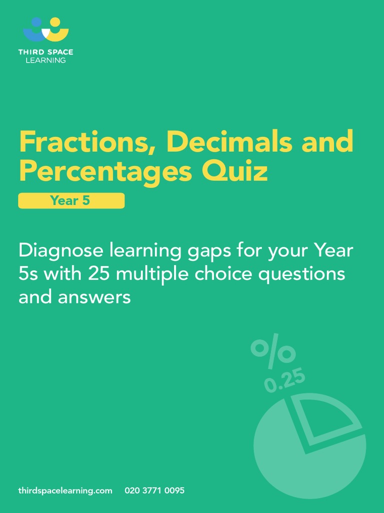 Fractions, Decimals and Percentages Quiz | PDF | Fraction (Mathematics ...