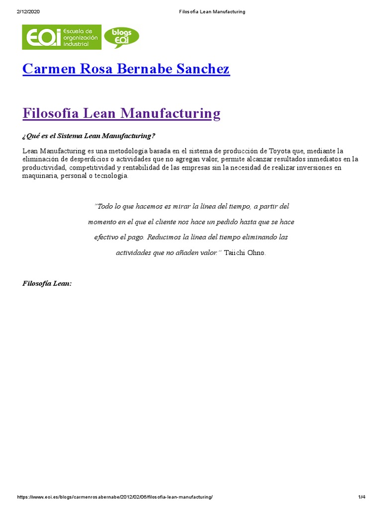 Filosofía Lean Manufacturing | PDF | Lean Manufacturing | Ciencia de sistemas