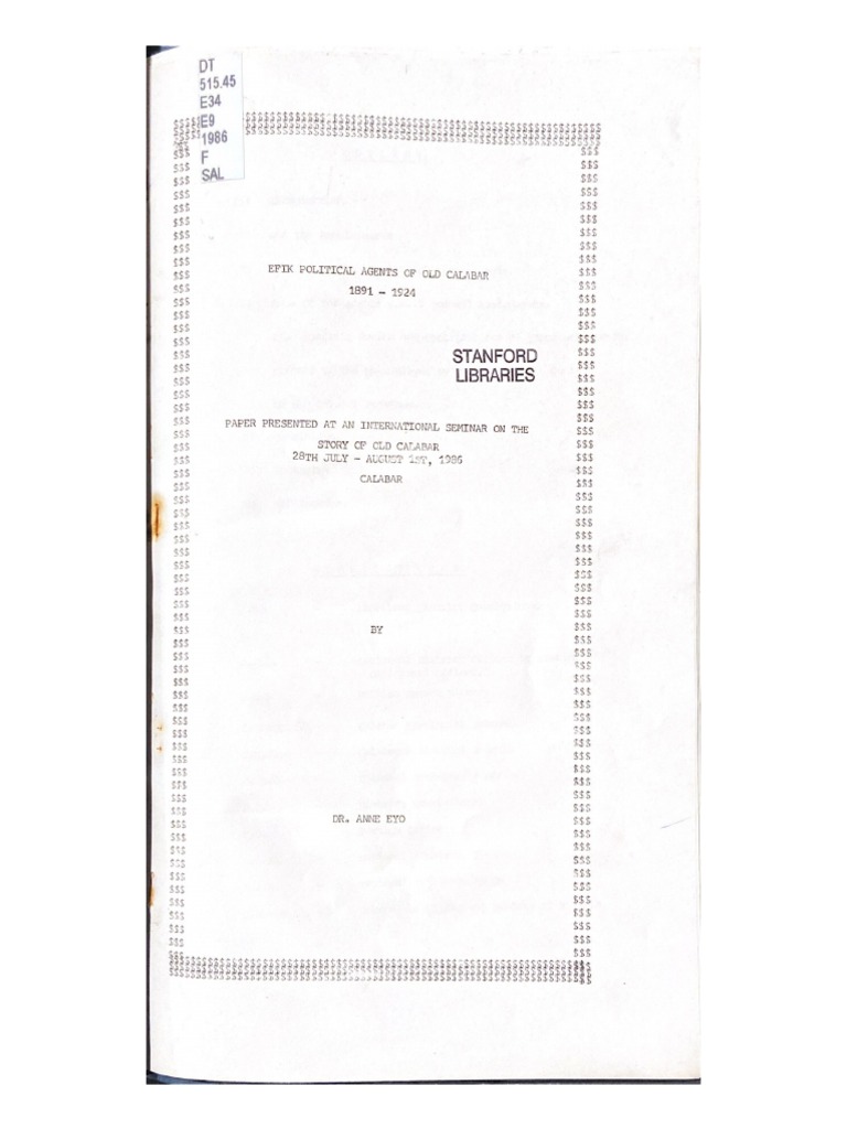 Efik Political Agents of Old Calabar (1891 - 1924) - DR Anne Eyo | PDF
