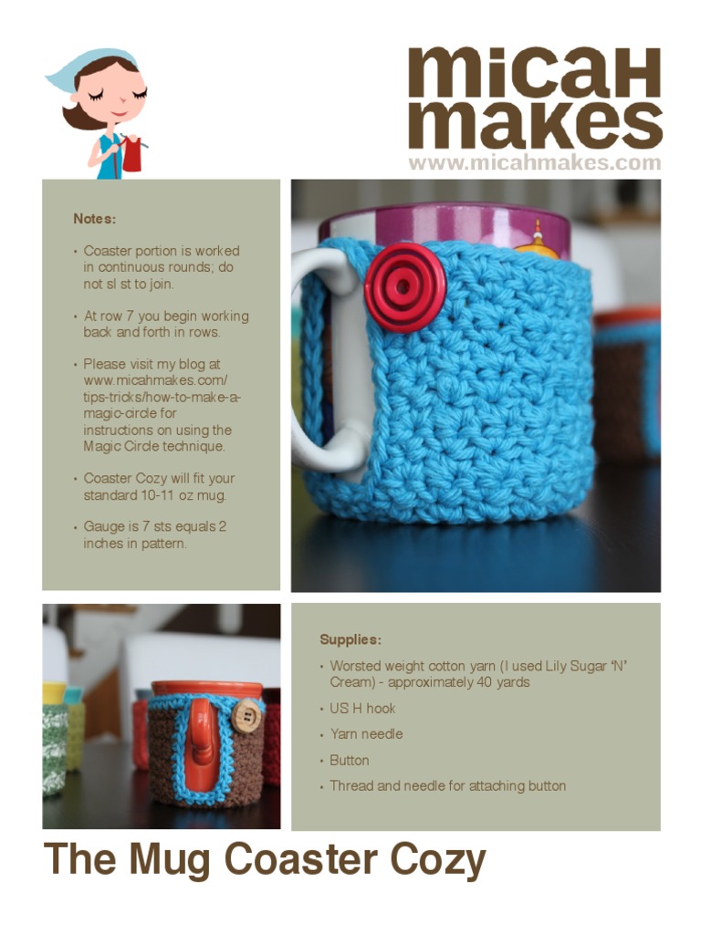 Mug Coaster Cozy Pattern PDF | PDF | Yarn | Needlework