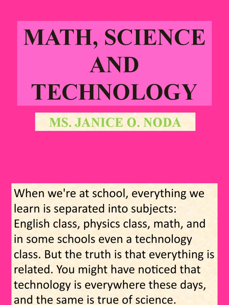 Math, Science AND Technology: Ms. Janice O. Noda | PDF | Teaching ...