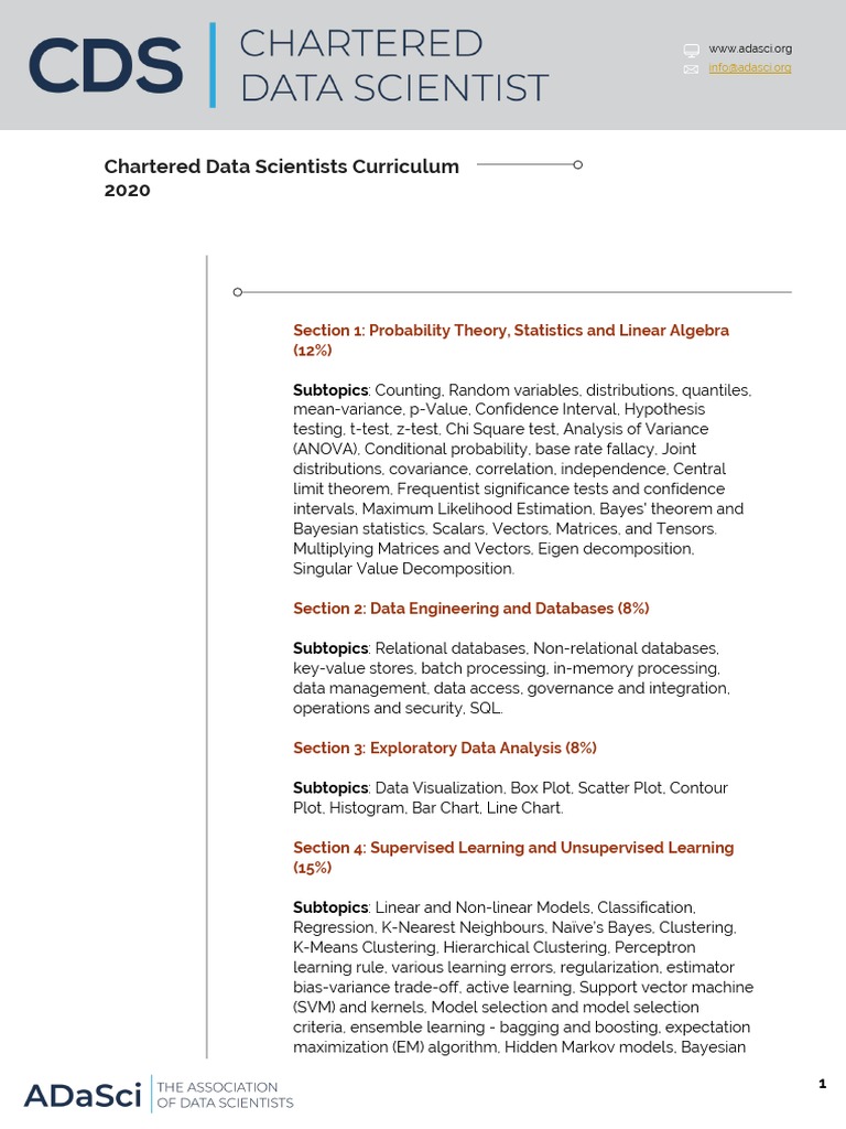 Chartered Data Scientists Curriculum 2020 PDF | PDF | Machine Learning ...