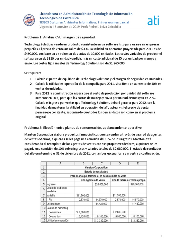 Tareas Tarea 2 T2 Problemas CVU PDF | PDF | Apalancamiento (Finanzas) | Software