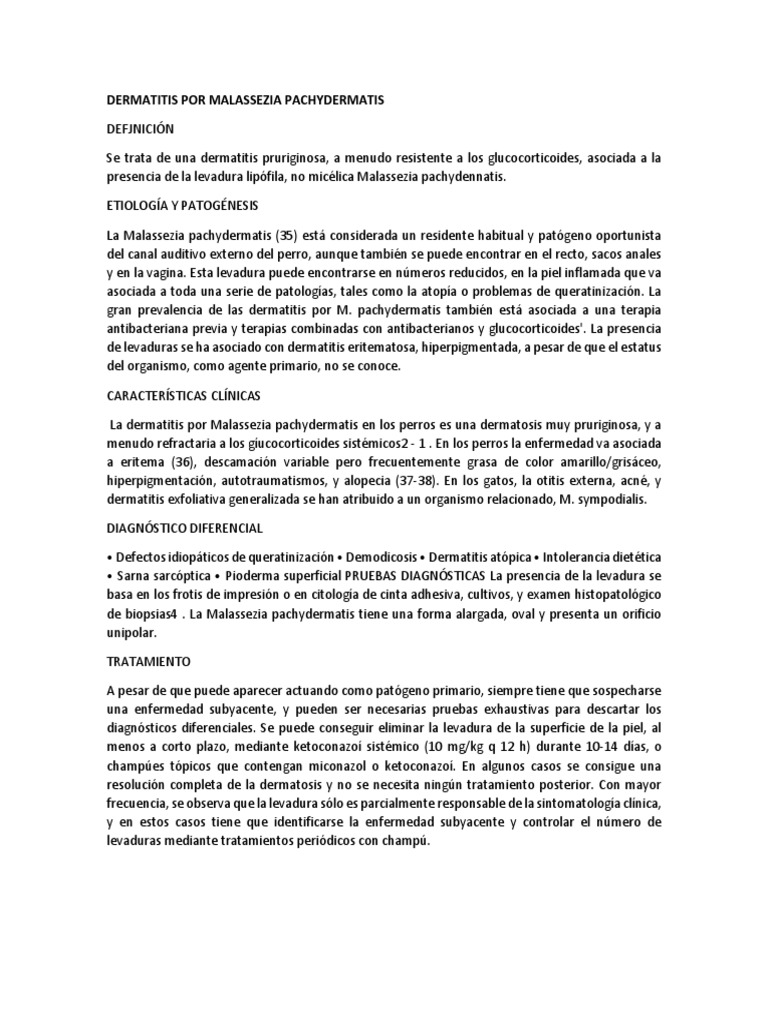 Dermatitis Por Malassezia Pachydermatis | PDF | Rtt | Especialidades ...