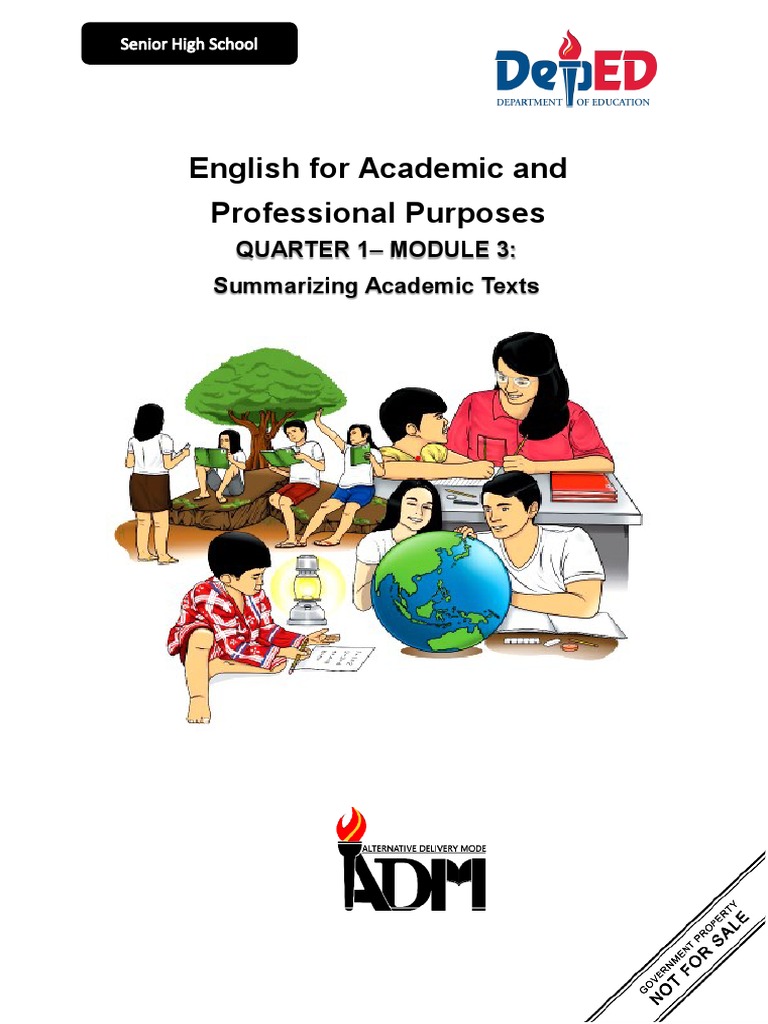 English For Academic And Professional Purposes Quarter 1 Module 3 Summarizing Academic Texts