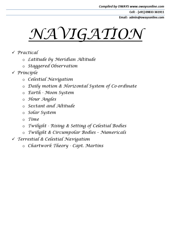 Celestial Navigation Full Theory | PDF