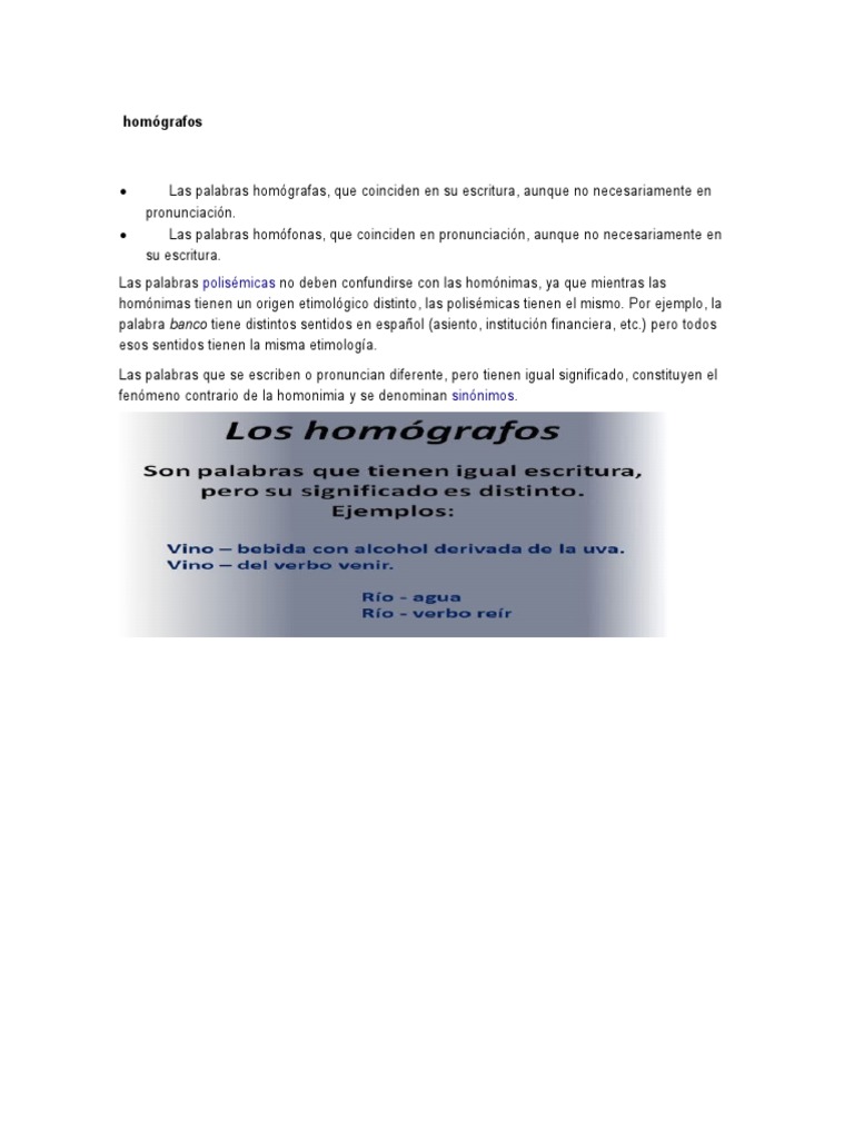 Homógrafos | PDF | Artes del Lenguaje y Comunicación