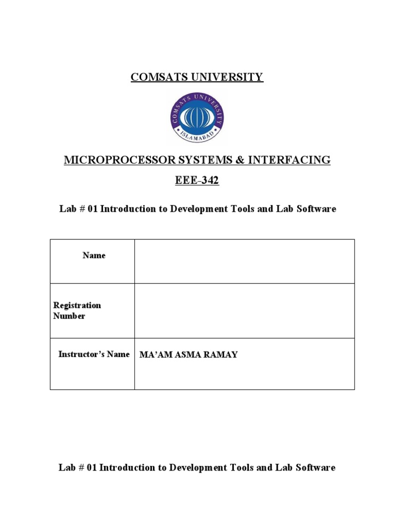 Comsats University: Lab # 01 Introduction To Development Tools and Lab Software | PDF ...