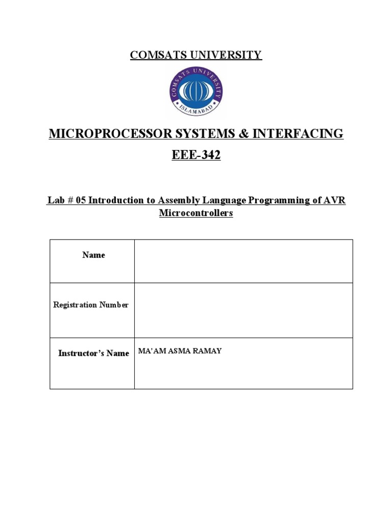 Microprocessor Systems & Interfacing EEE-342: Comsats University | PDF | Assembly Language ...
