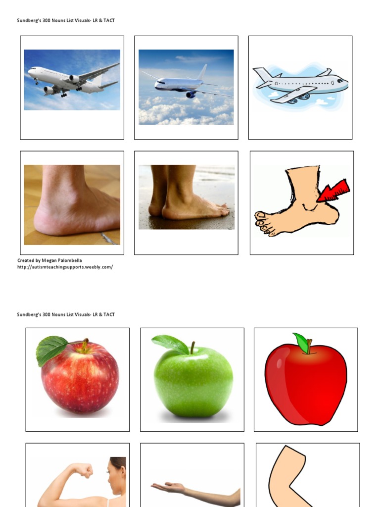 Sundberg's 300 Nouns List Visuals-LR & TACT | PDF