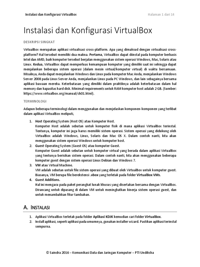Instalasi Dan Konfigurasi VirtualBox PDF | PDF