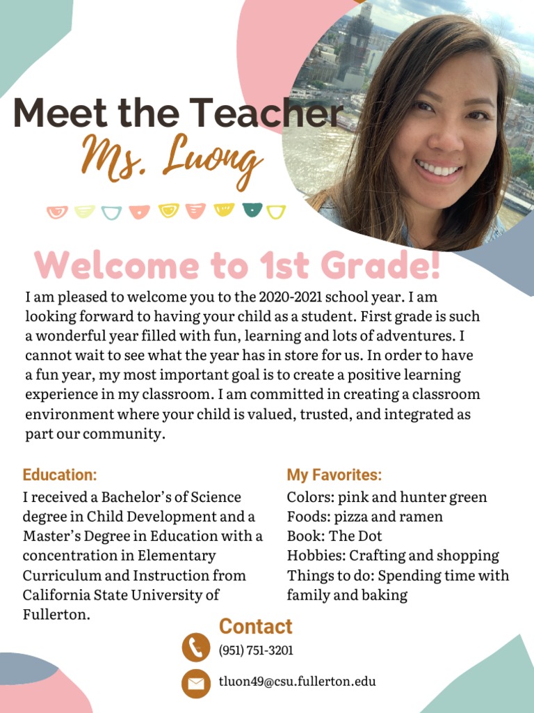 Ms. Luong: Meet The Teacher | Download Free PDF | Classroom | Nonverbal ...