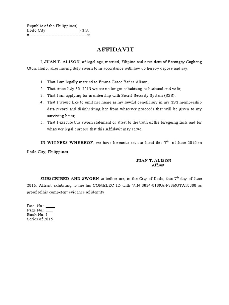 Affidavit: IN WITNESS WHEREOF, We Have Hereunto Set Our Hand This 7 | PDF