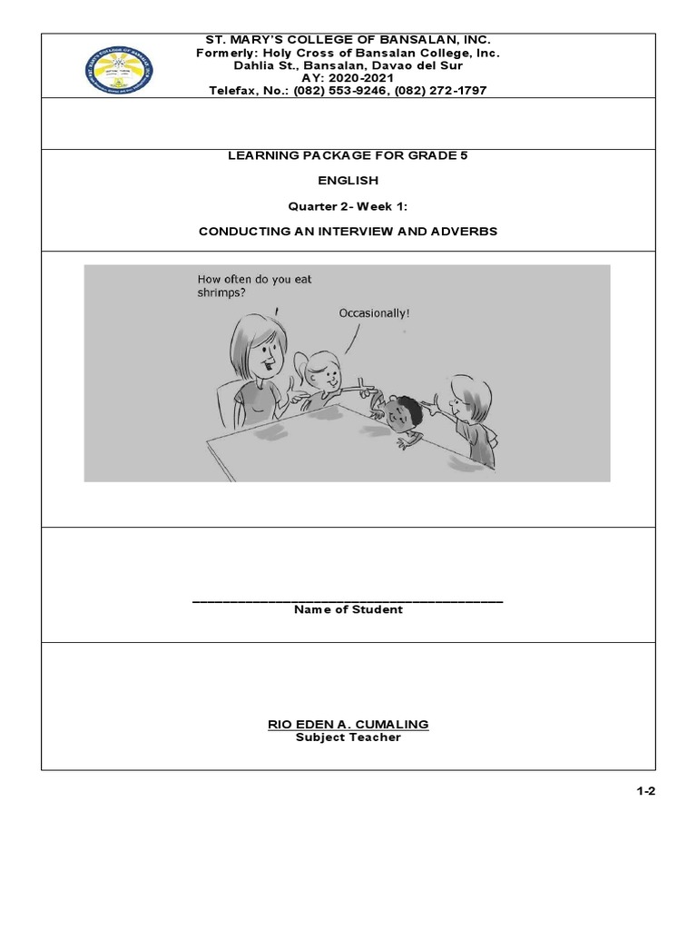 Module in English 5 Q2 | PDF | Narration | Adverb