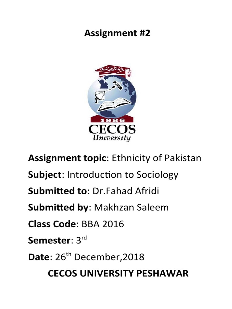 Assignment #2: December, 2018 Cecos University Peshawar | PDF ...