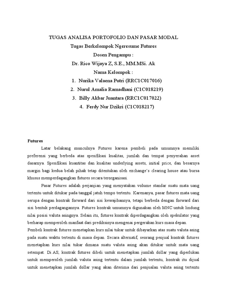Tugas Resume Analisa Portofolio | PDF