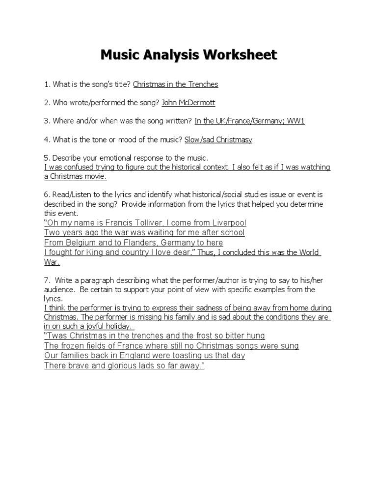 Music Analysis Sheet | PDF