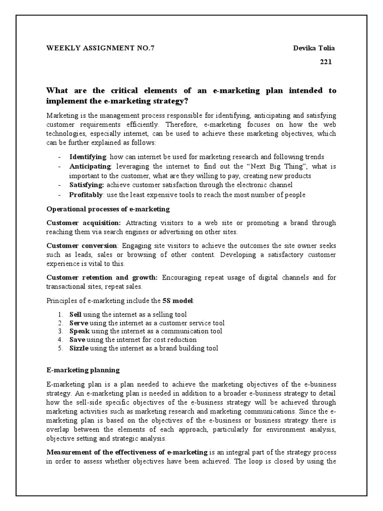 Devika - 221 - Weekly Assignment 7 | PDF | Digital Marketing | Strategic Management