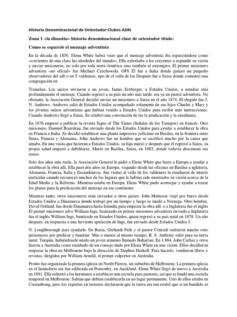 Esparcimiento del Mensaje Adventista | PDF | Iglesia Adventista del ...