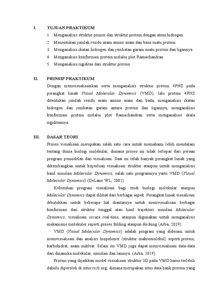Laporan Praktikum Visual Molecular Dynamics | PDF Laporan Praktikum Visual Molecular Dynamics | PDF