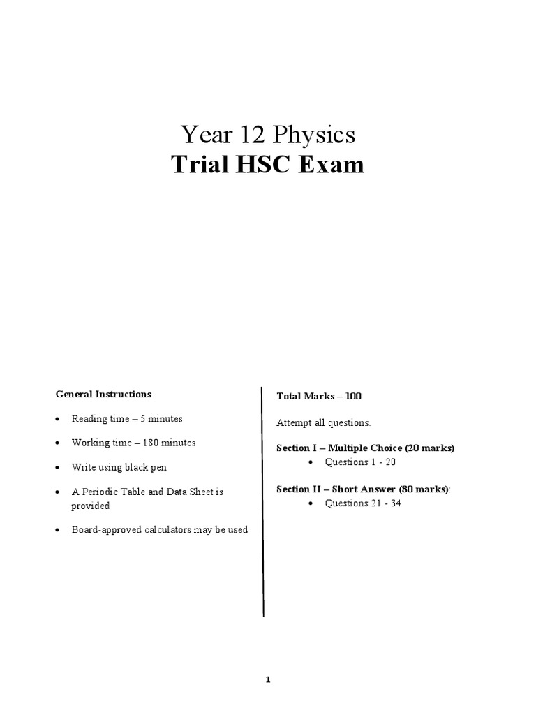 2020 PHY - Random Paper 2 - Trial Paper PDF | PDF | Atoms | Force