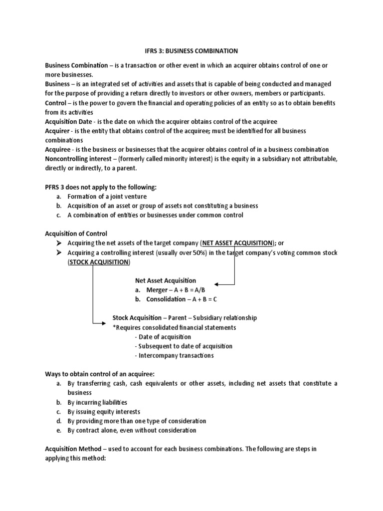 BUSINESS COMBINATION Lecture Notes | PDF | Mergers And Acquisitions ...