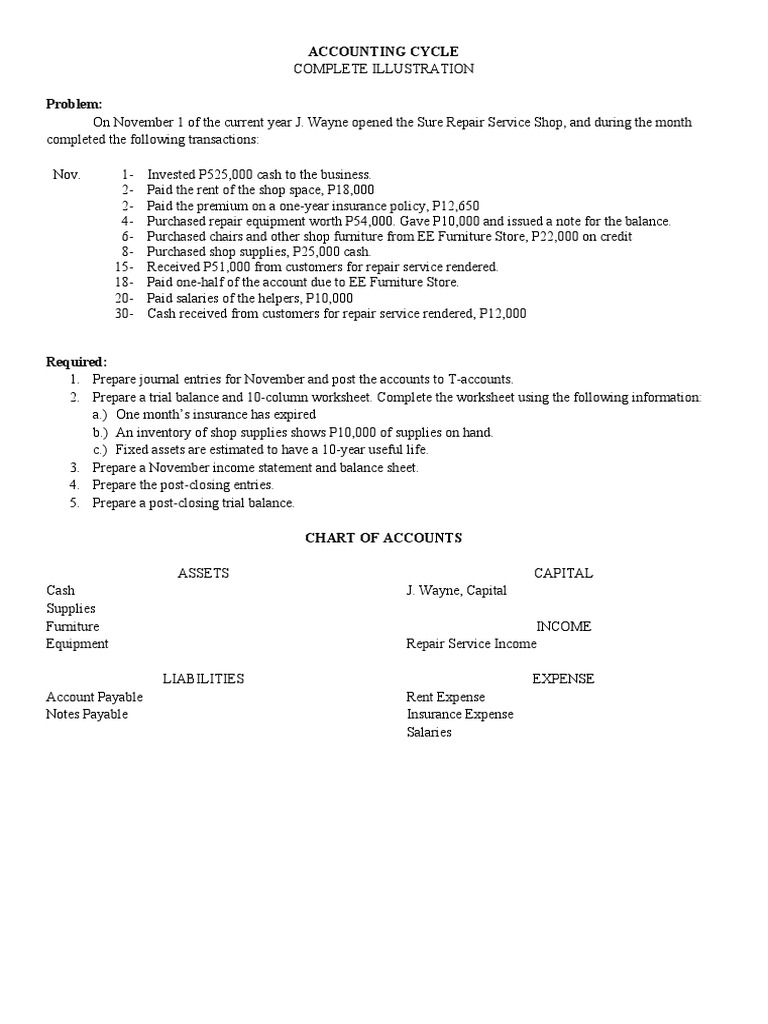 Accounting Problems and Exercises4 Accounting Cycle Illustration | PDF