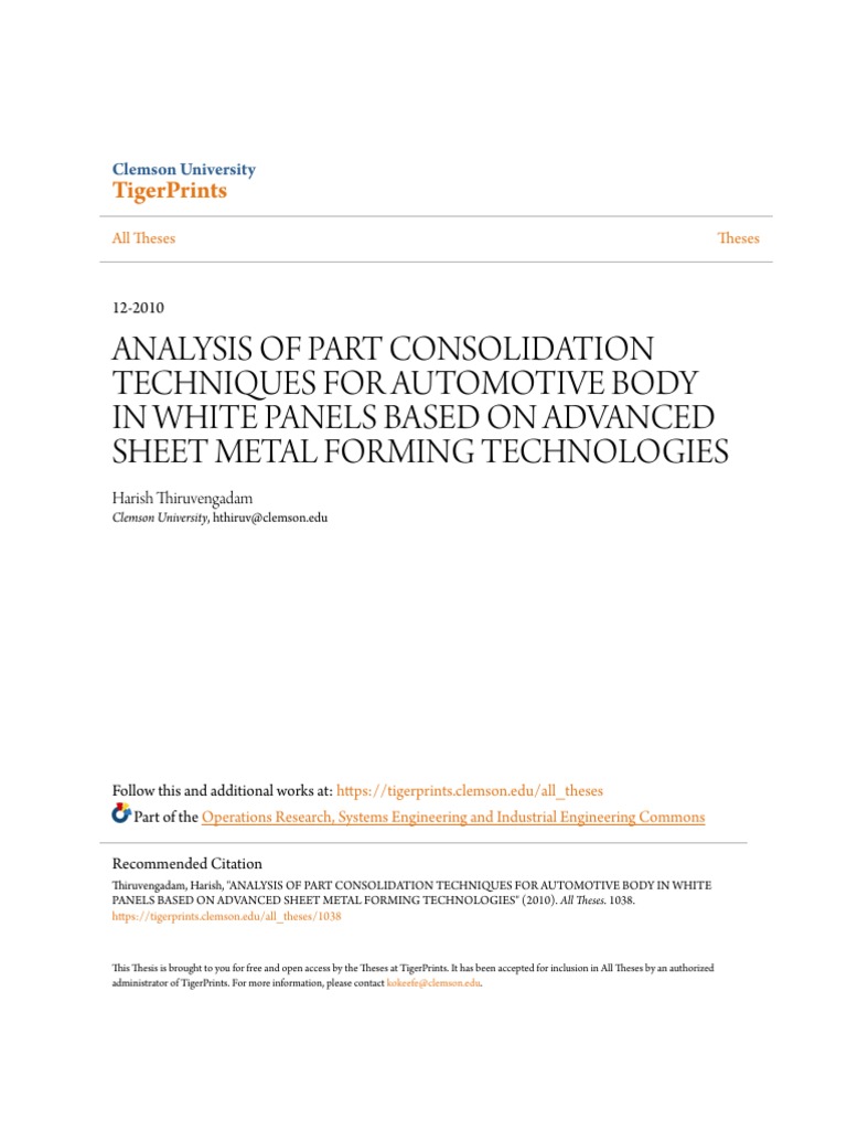 Analysis of Part Consolidation Techniques For Automotive Body in | PDF ...