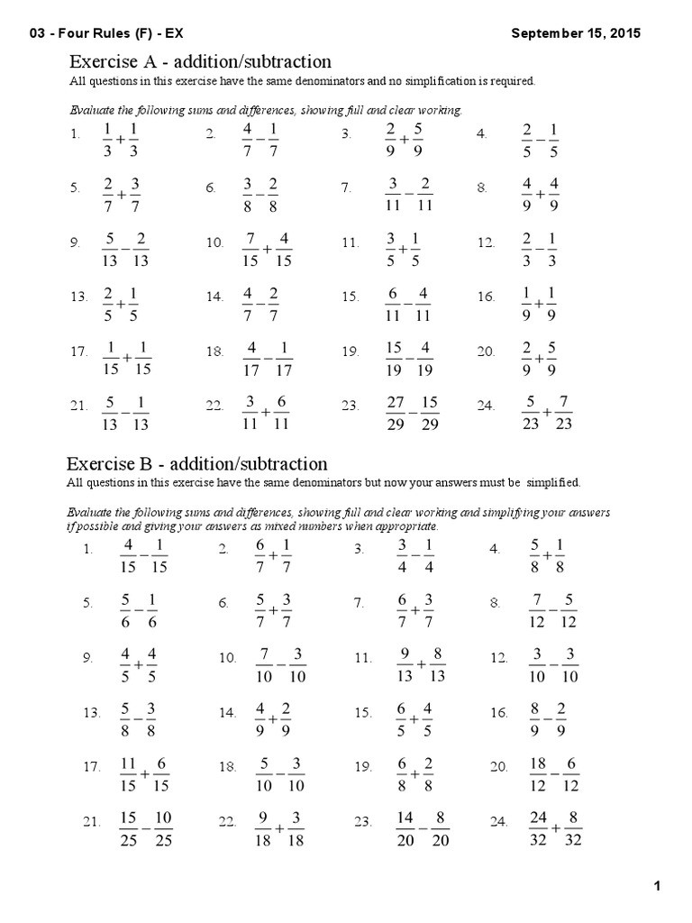 Fraction Arithmetic | PDF | Fraction (Mathematics) | Mathematical Objects