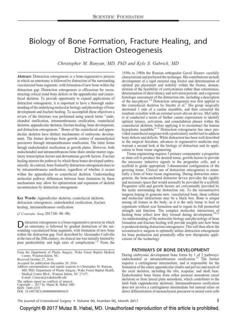 Biology of Bone Formation, Fracture Healing, and Distraction ...