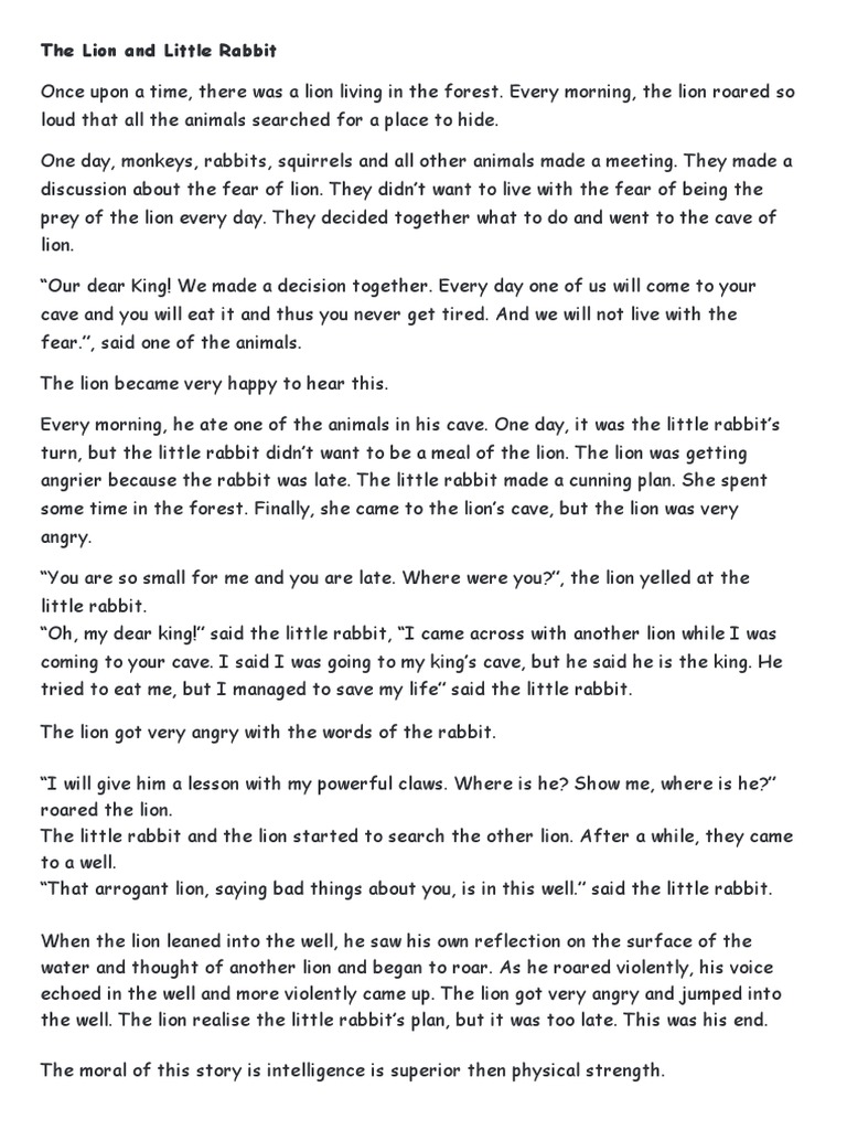 The Lion and Little Rabbit | PDF