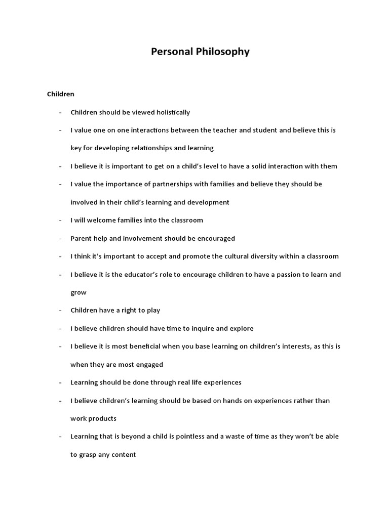 Personal Philsophy | PDF | Teachers | Learning