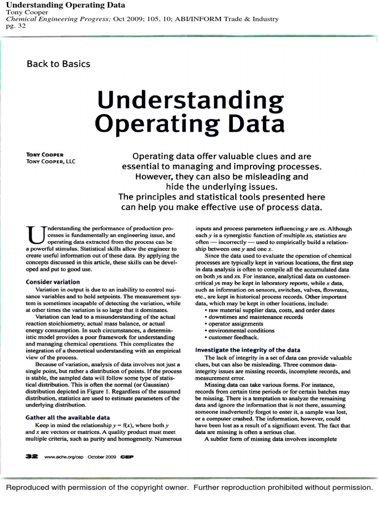 Understanding Operating Data | PDF