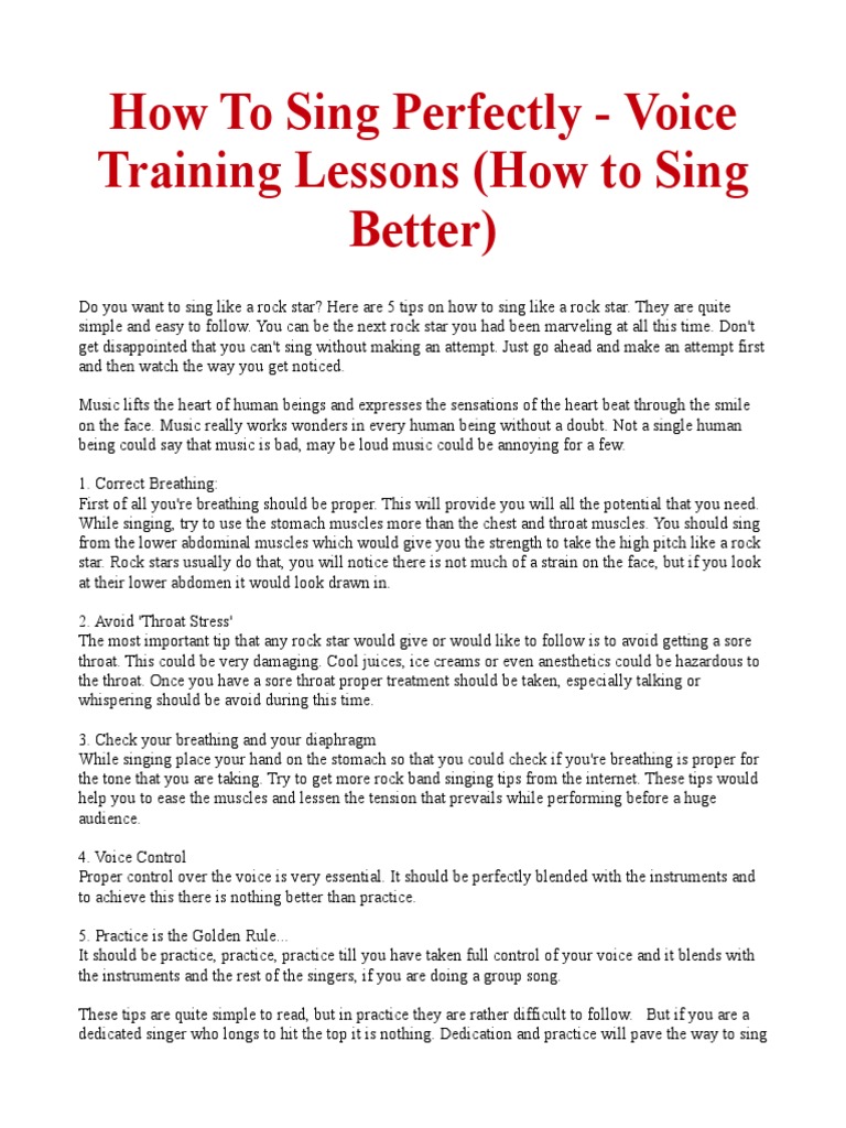 How To Sing Perfectly - Voice Training Lessons (How To Sing Better ...