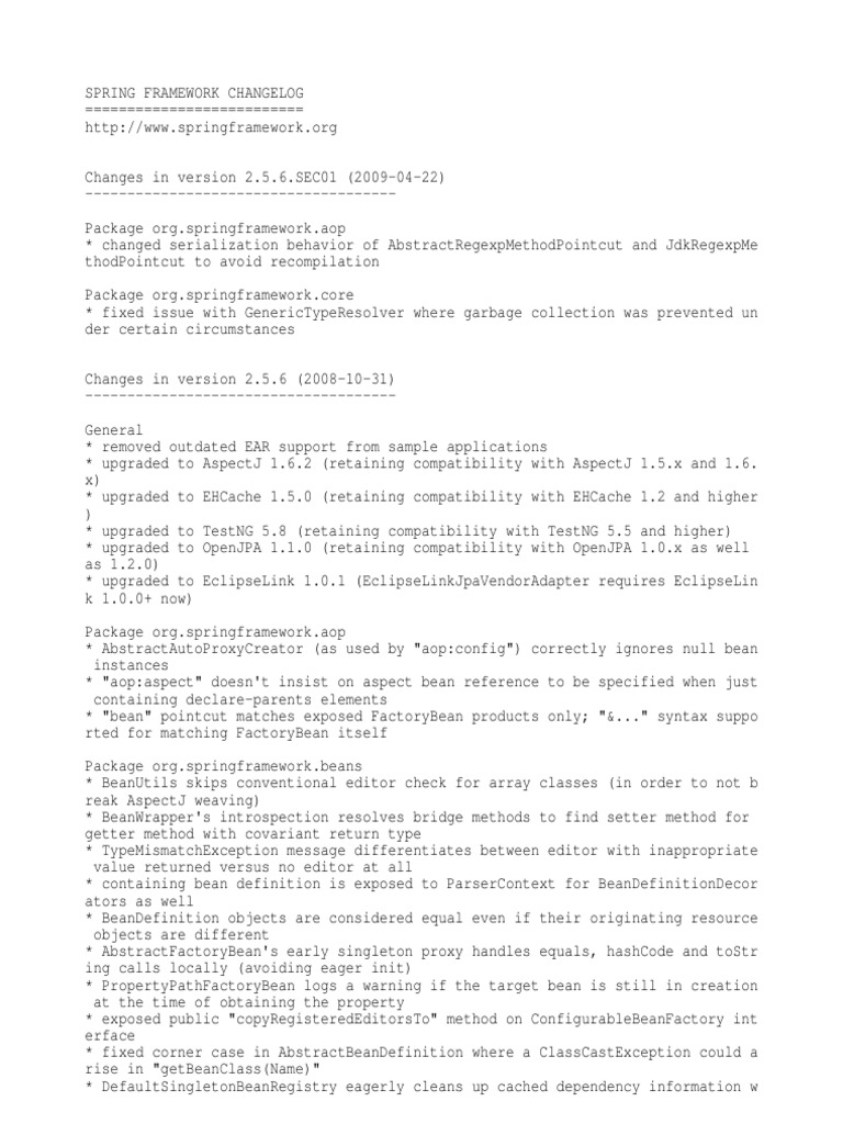 Changelog | PDF | Method (Computer Programming) | Enterprise Java Beans