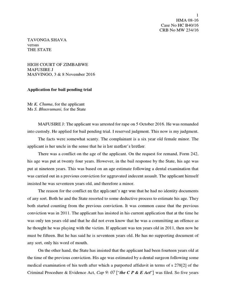 Application For Bail Pending Trial | PDF | Bail | Burden Of Proof (Law)