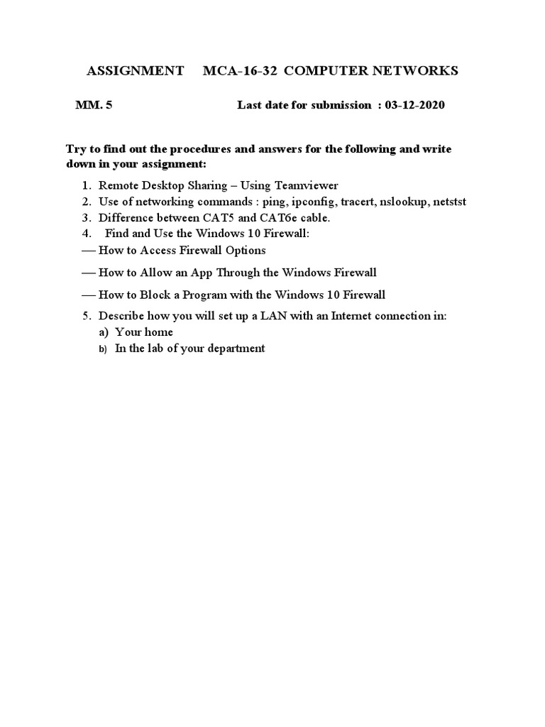 Computer Networks Assignment Guide | PDF