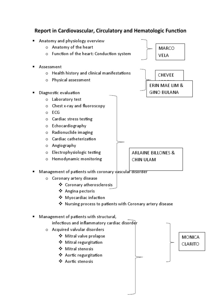 Report in Cardiovascular, Circulatory and Hematologic Function | PDF ...