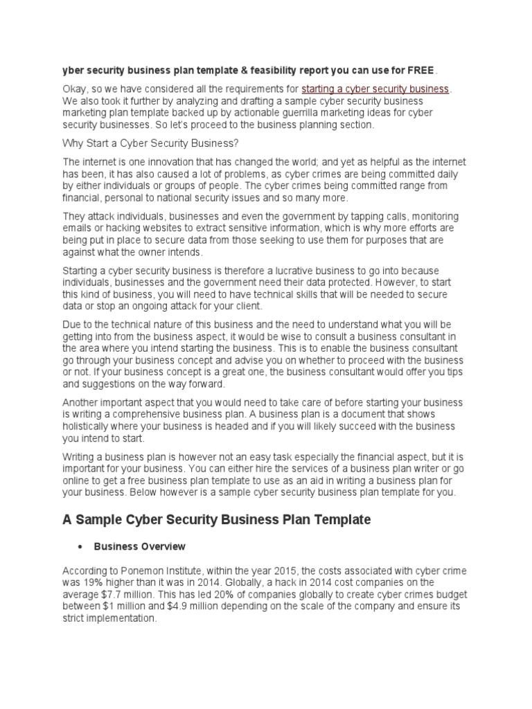 Yber Security Business Plan Template | PDF | Computer Security | Security