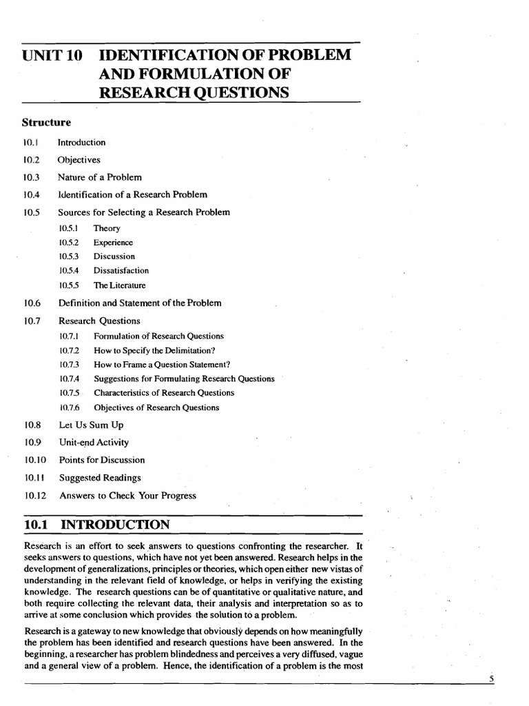Identification of Resaerch Problem PDF | PDF | Question | Theory