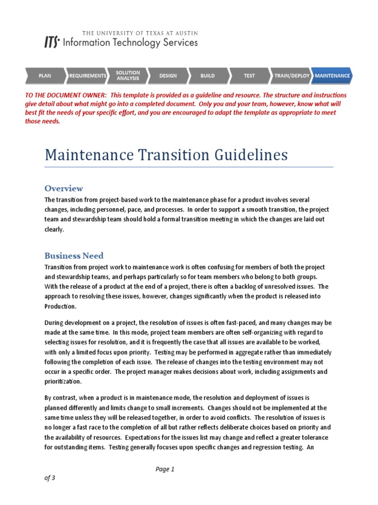 Maintenance Transition Guide | PDF | Cognition | Business